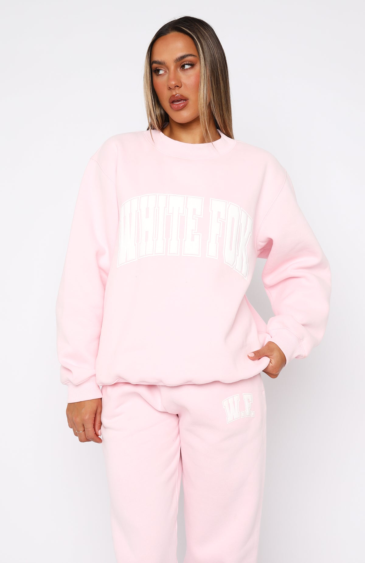 Decade Classics Varsity Oversized Sweater Posy White Fox Boutique Us
