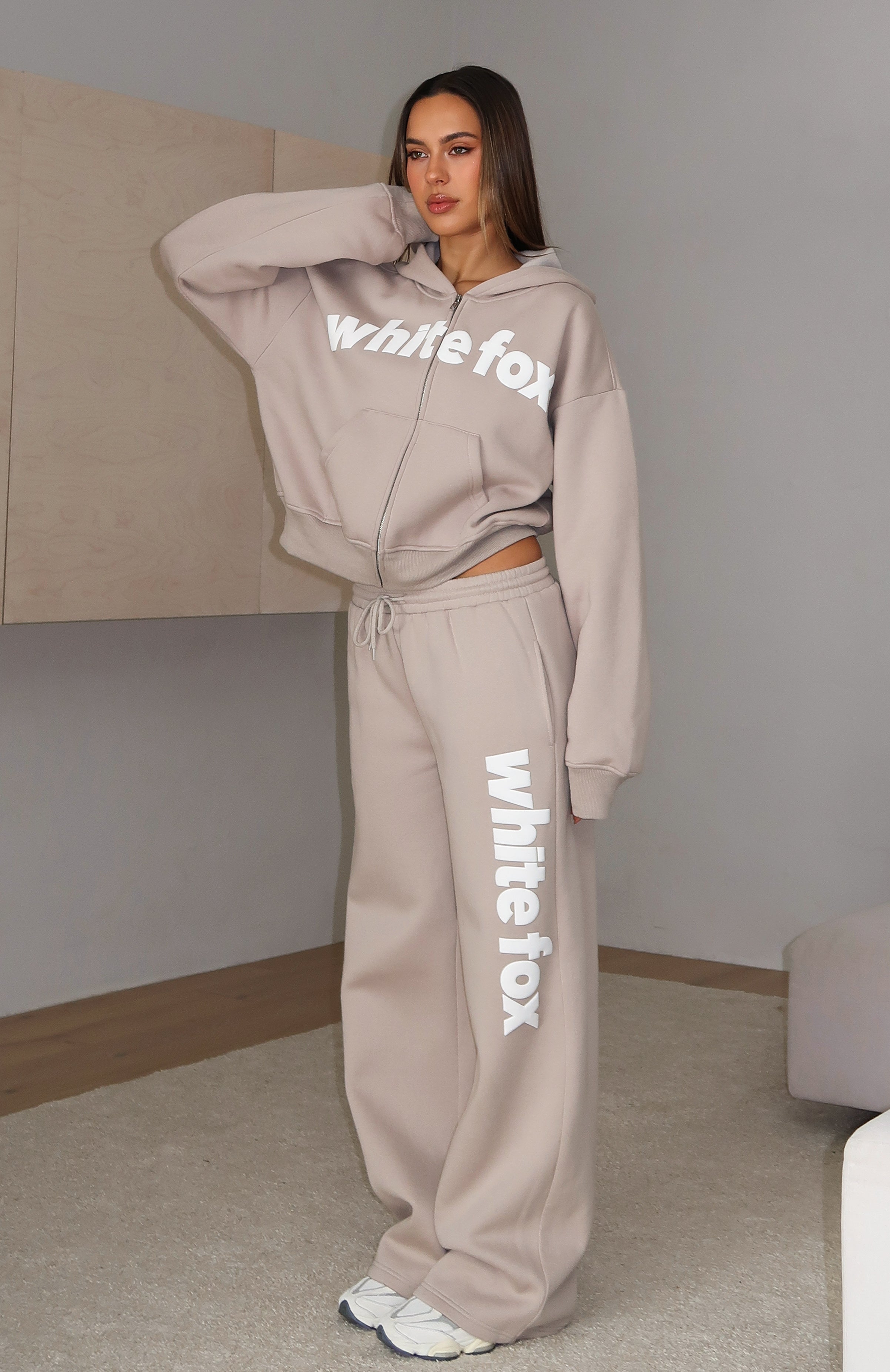 From The Archives Kenzie Wide Leg Sweatpants Moon | White Fox Boutique US