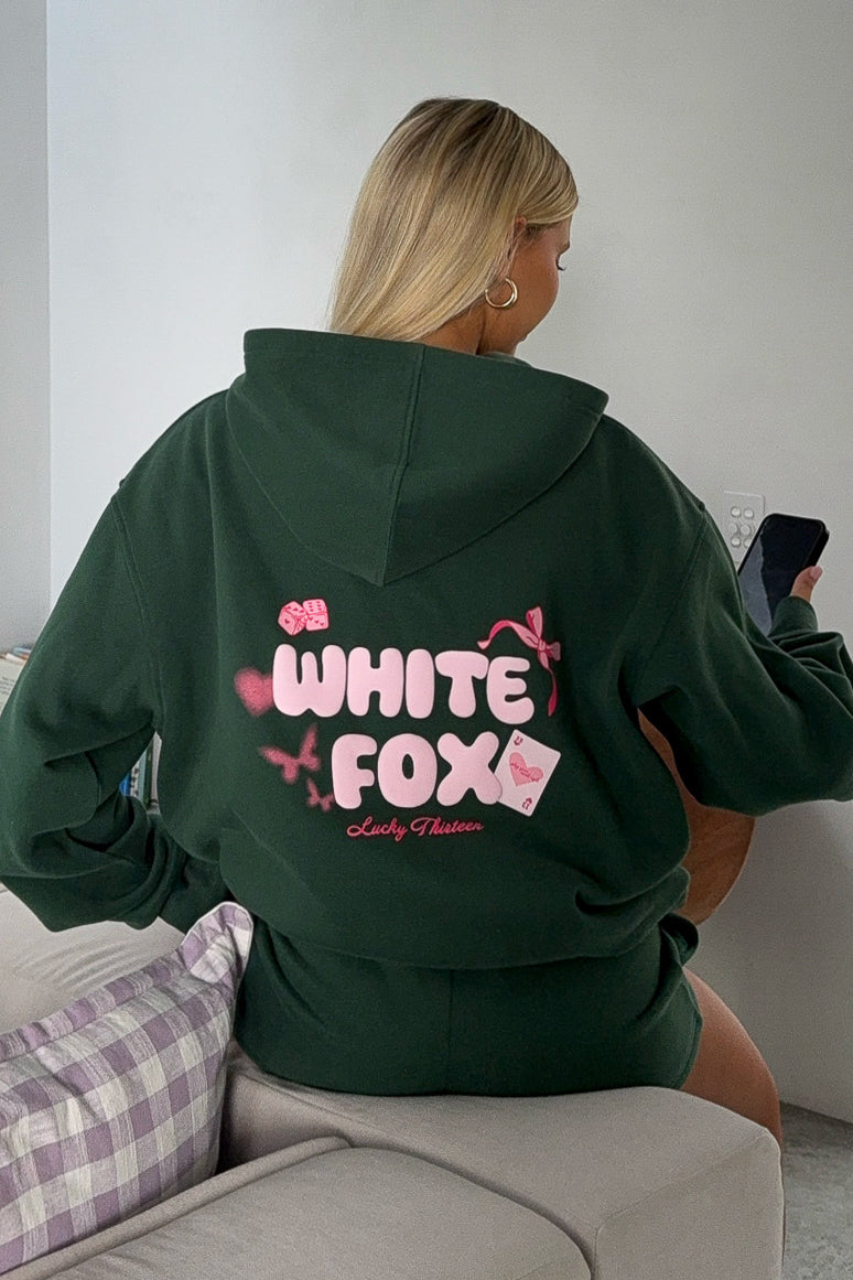 Lucky Thirteen Stephanie Oversized Hoodie Green | White Fox Boutique US
