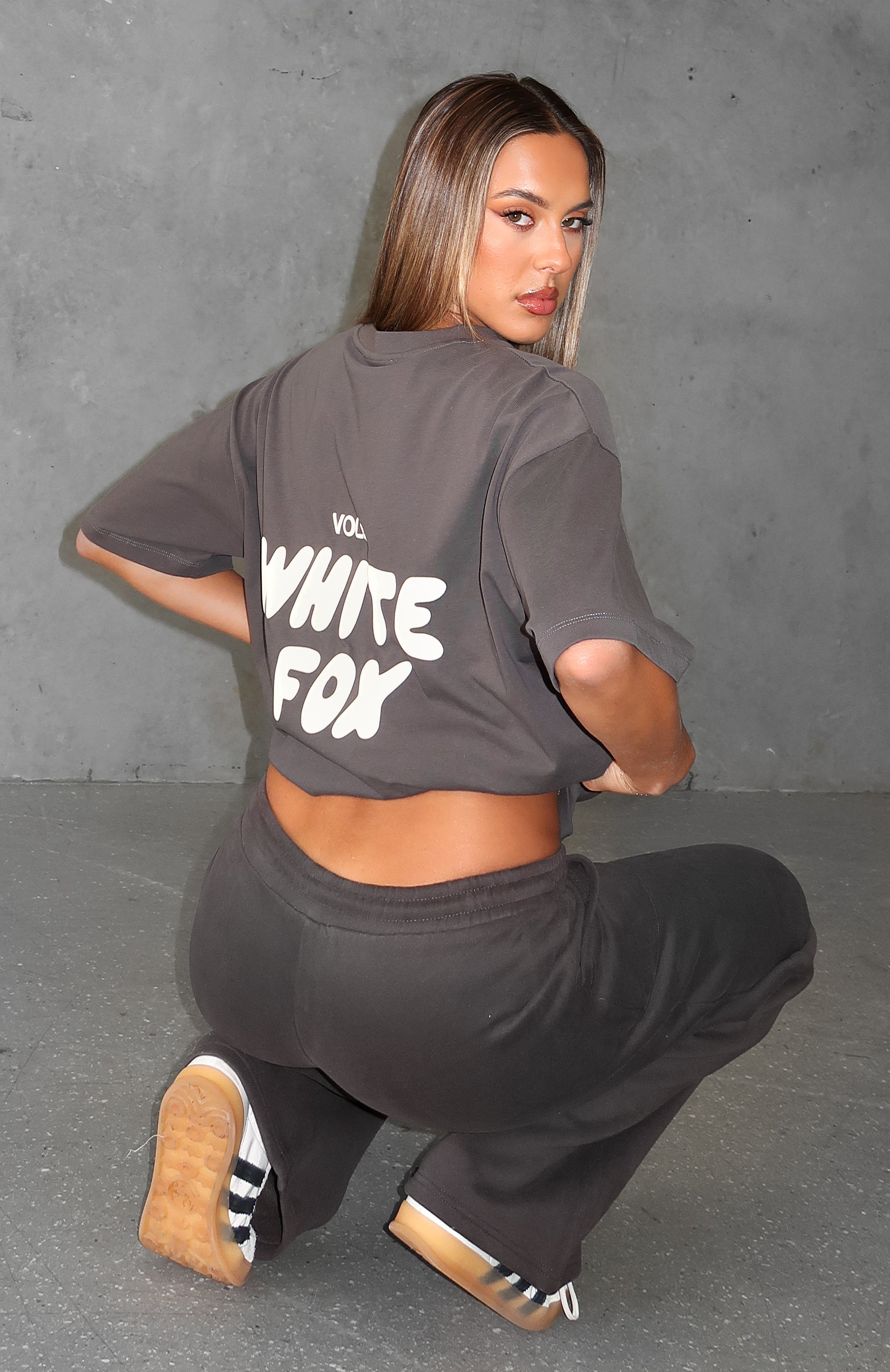 Offstage Back Graphic Oversized Tee Shadow | White Fox Boutique US