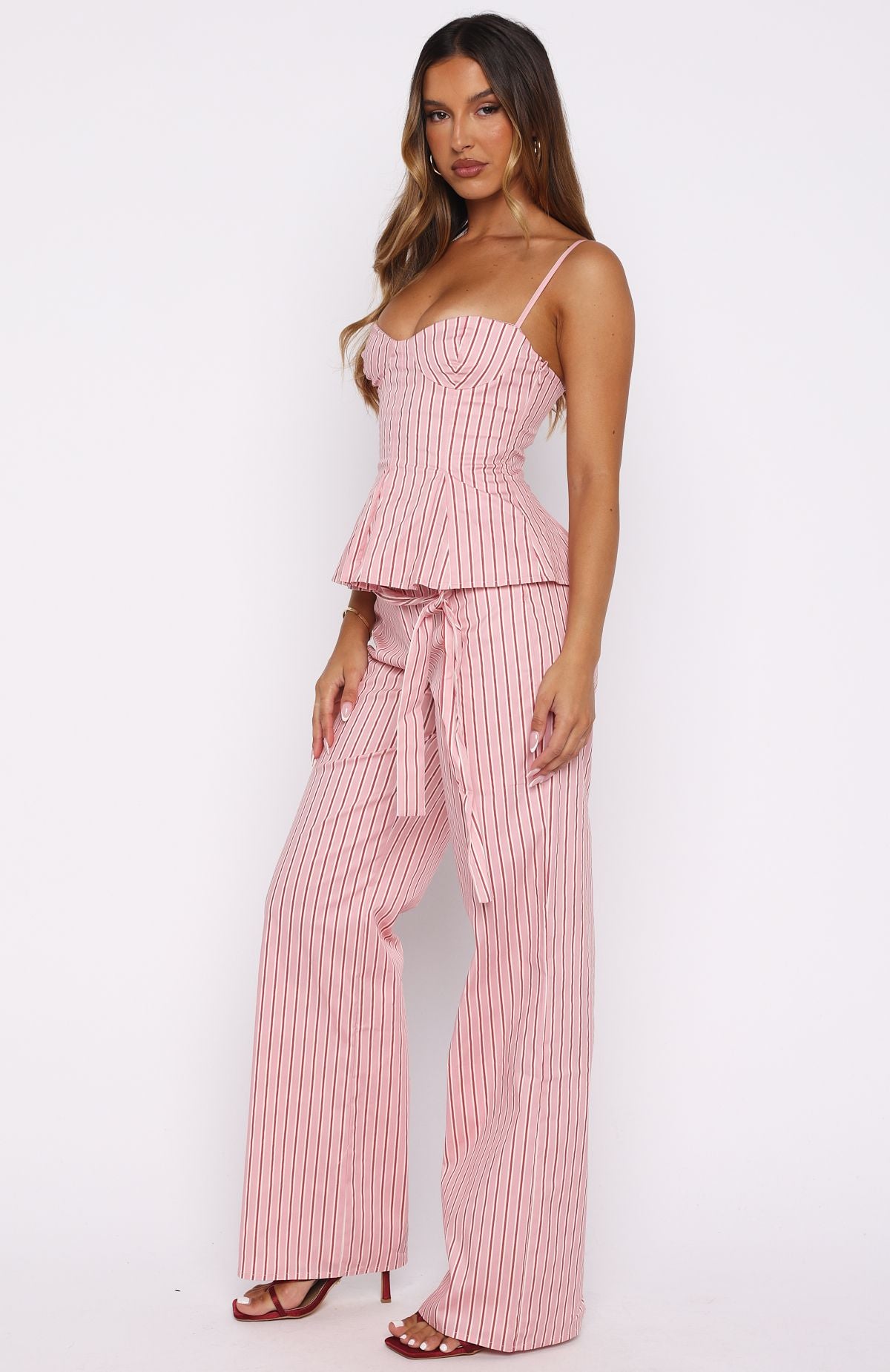 Tempt Me Not Pants Pink Stripe | White Fox Boutique US