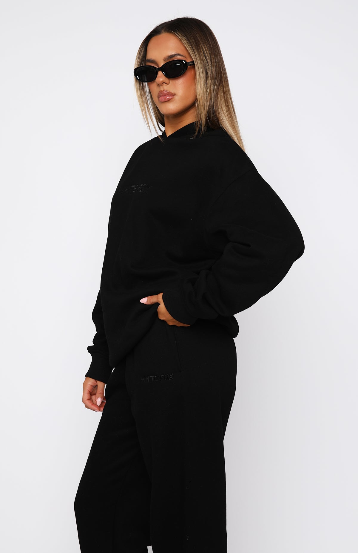 Stay Lifted Oversized Hoodie Black | White Fox Boutique US