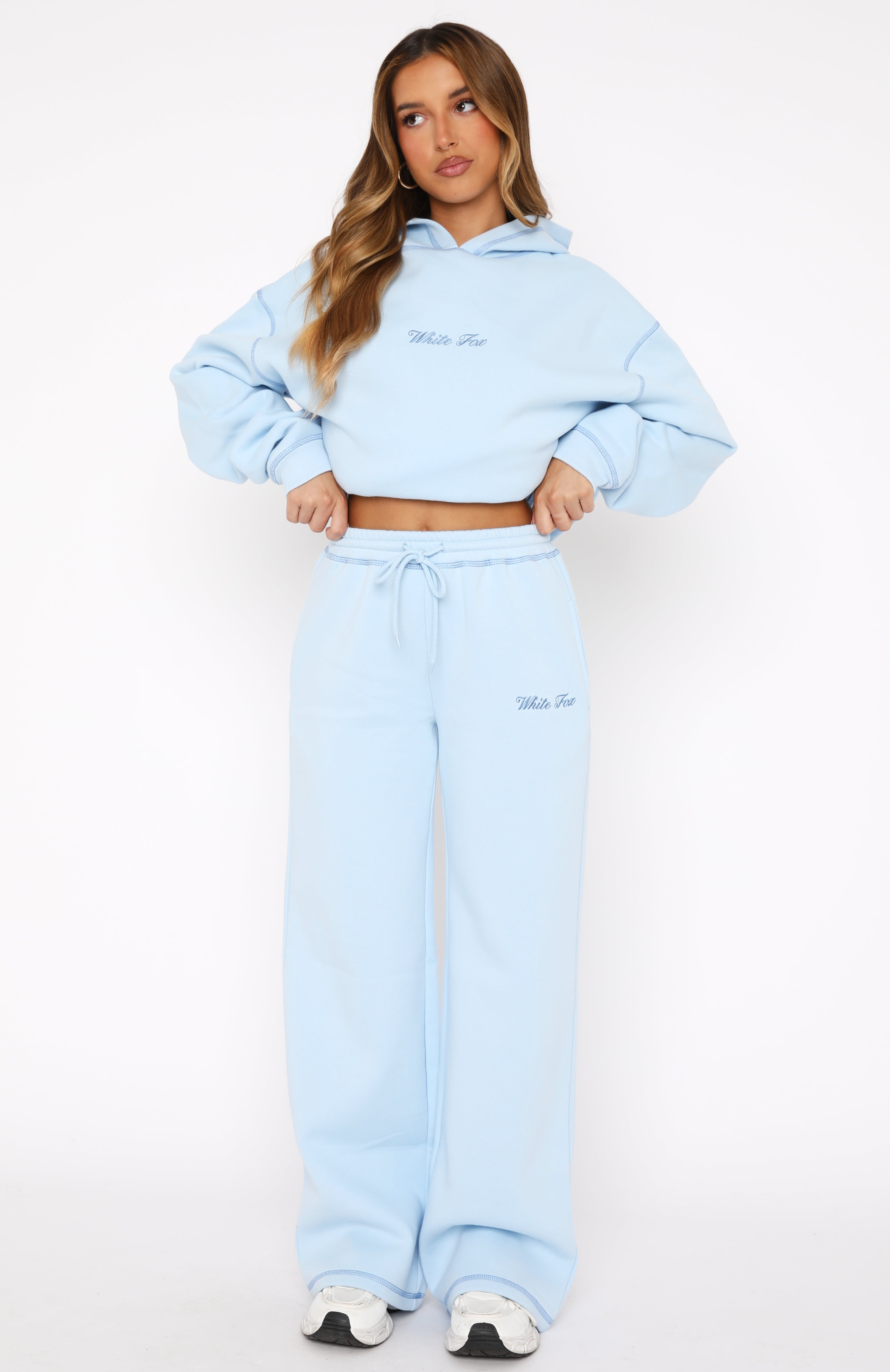 Instant Attraction Wide Leg Sweatpants Baby Blue | White Fox Boutique US