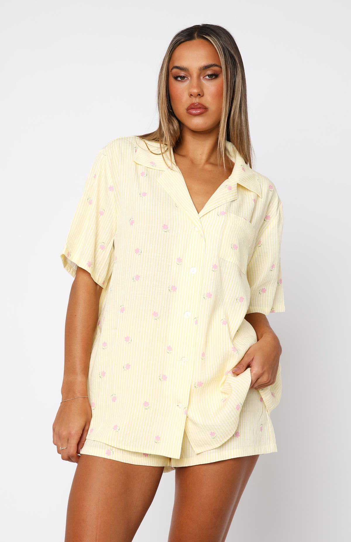 Offline Pyjama Set Lemon Meadow Stripe | White Fox Boutique US