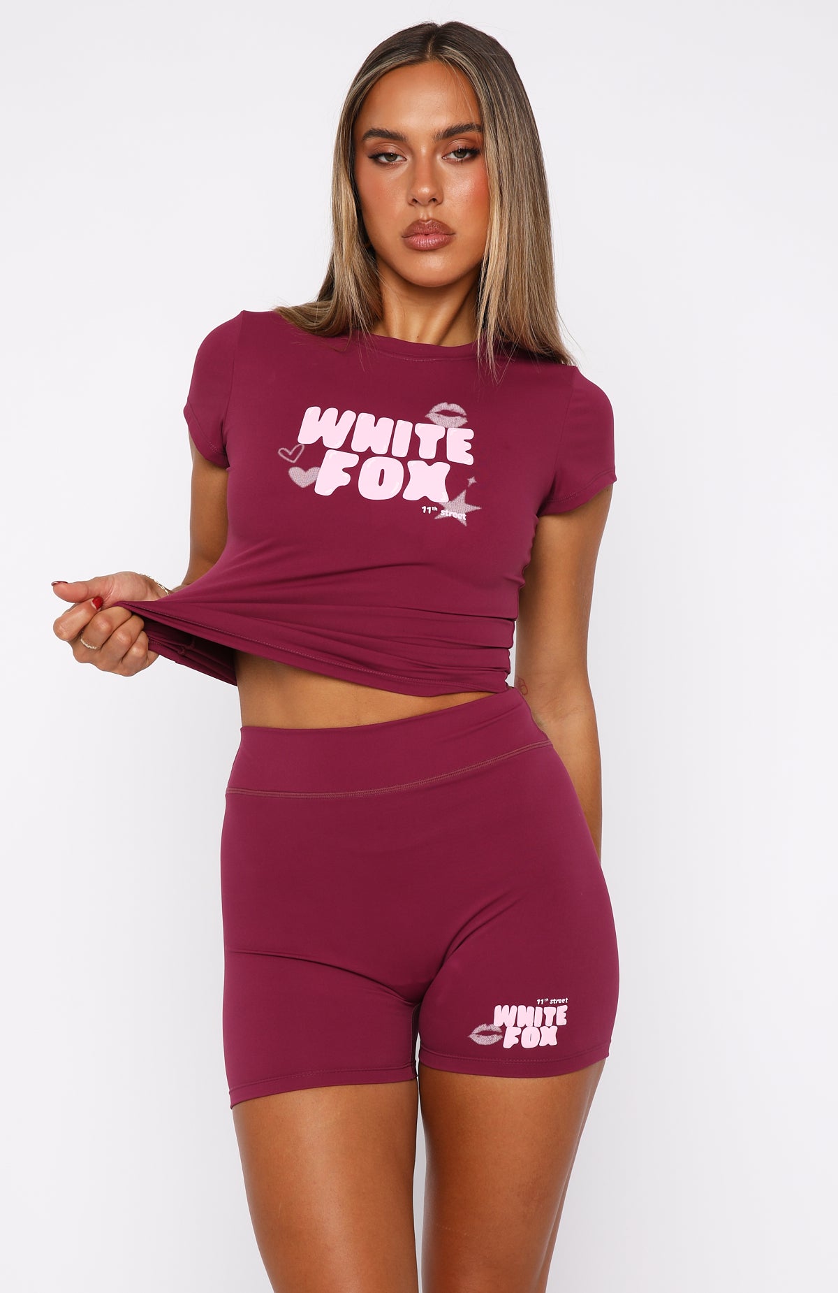 11th Street Sweet Kisses Bike Shorts Very Berry | White Fox Boutique US