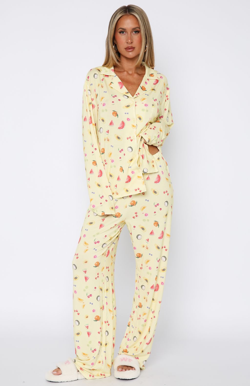 Pillow Talk Printed Long Sleeve Pyjama Set Fruit Salad | White Fox ...