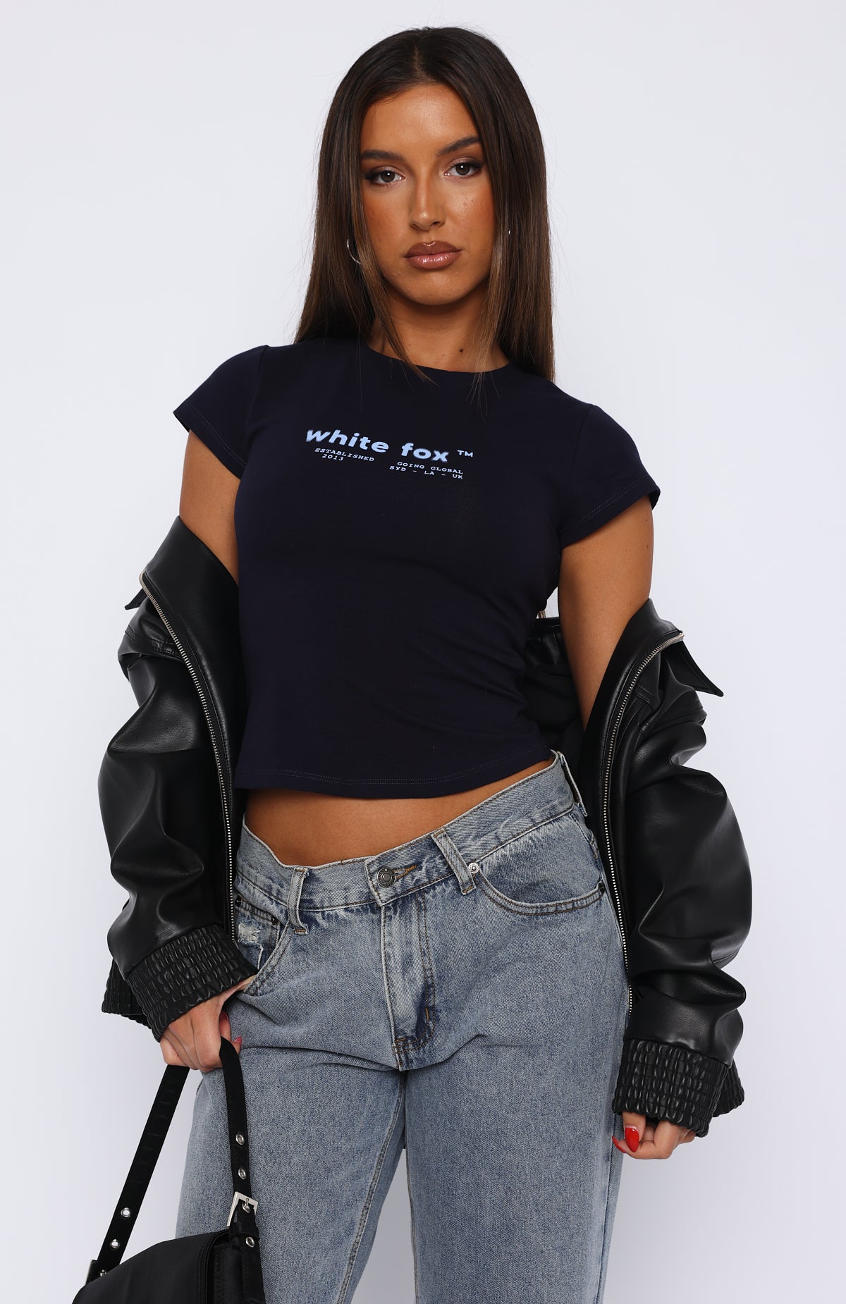 Going Global Baby Tee Navy | White Fox Boutique US