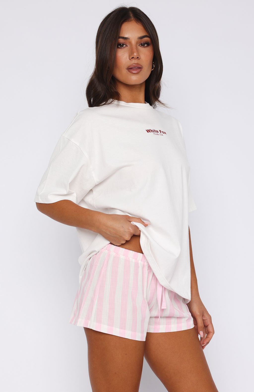Matcha Club Pyjama Oversized Tee White | White Fox Boutique US
