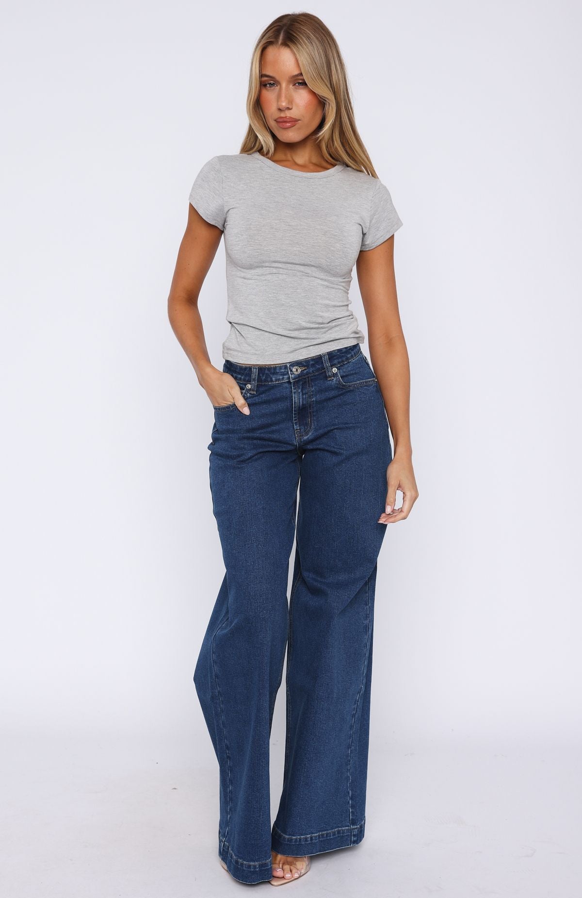 Elena Low Rise Wide Leg Jeans True Blue | White Fox Boutique US