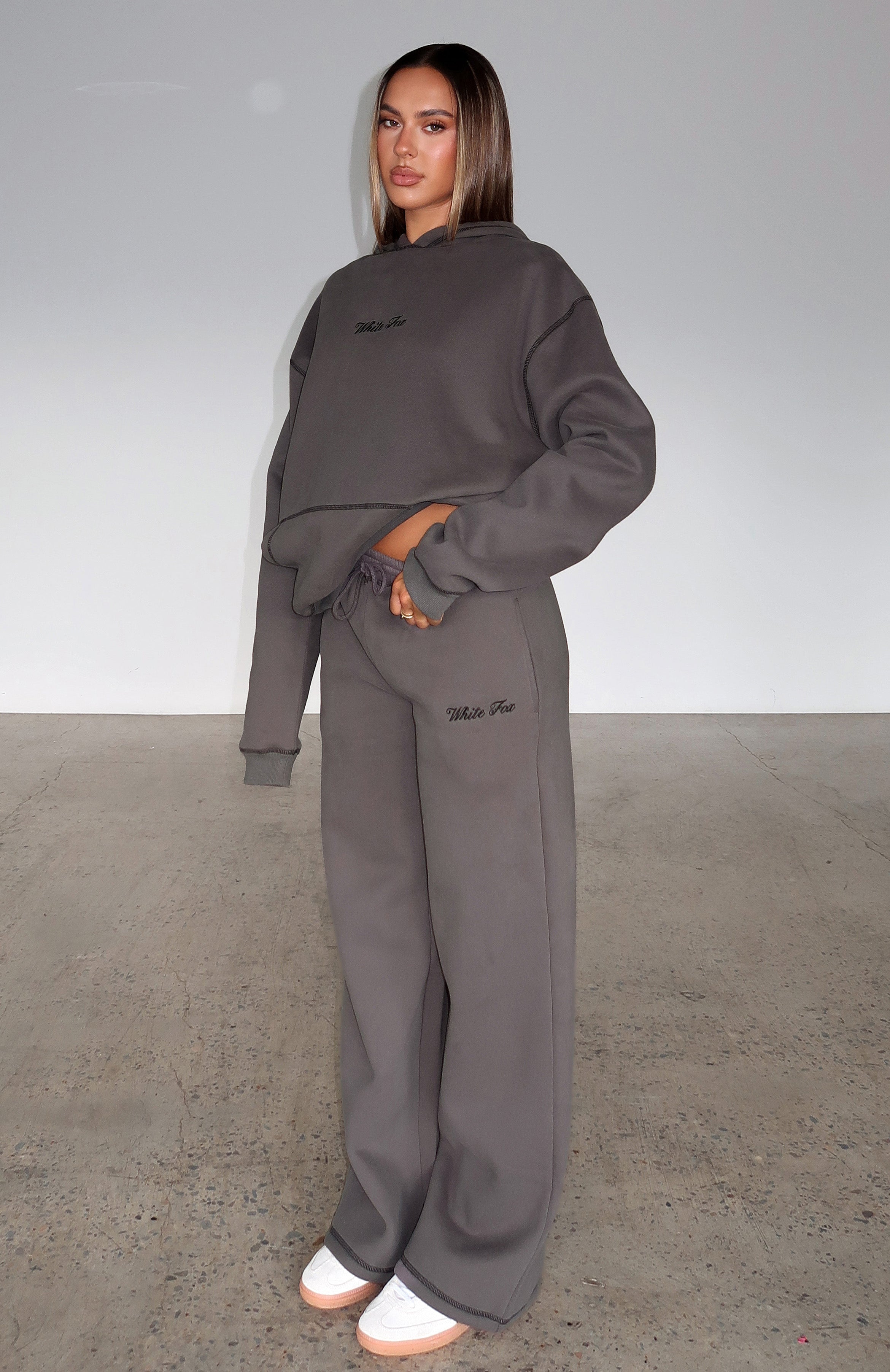 Instant Attraction Wide Leg Sweatpants Charcoal | White Fox Boutique US