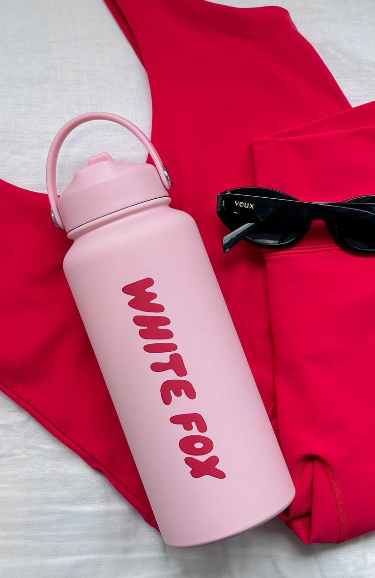 Staying Hydrated Drink Bottle 1L Pink/Red | White Fox Boutique US