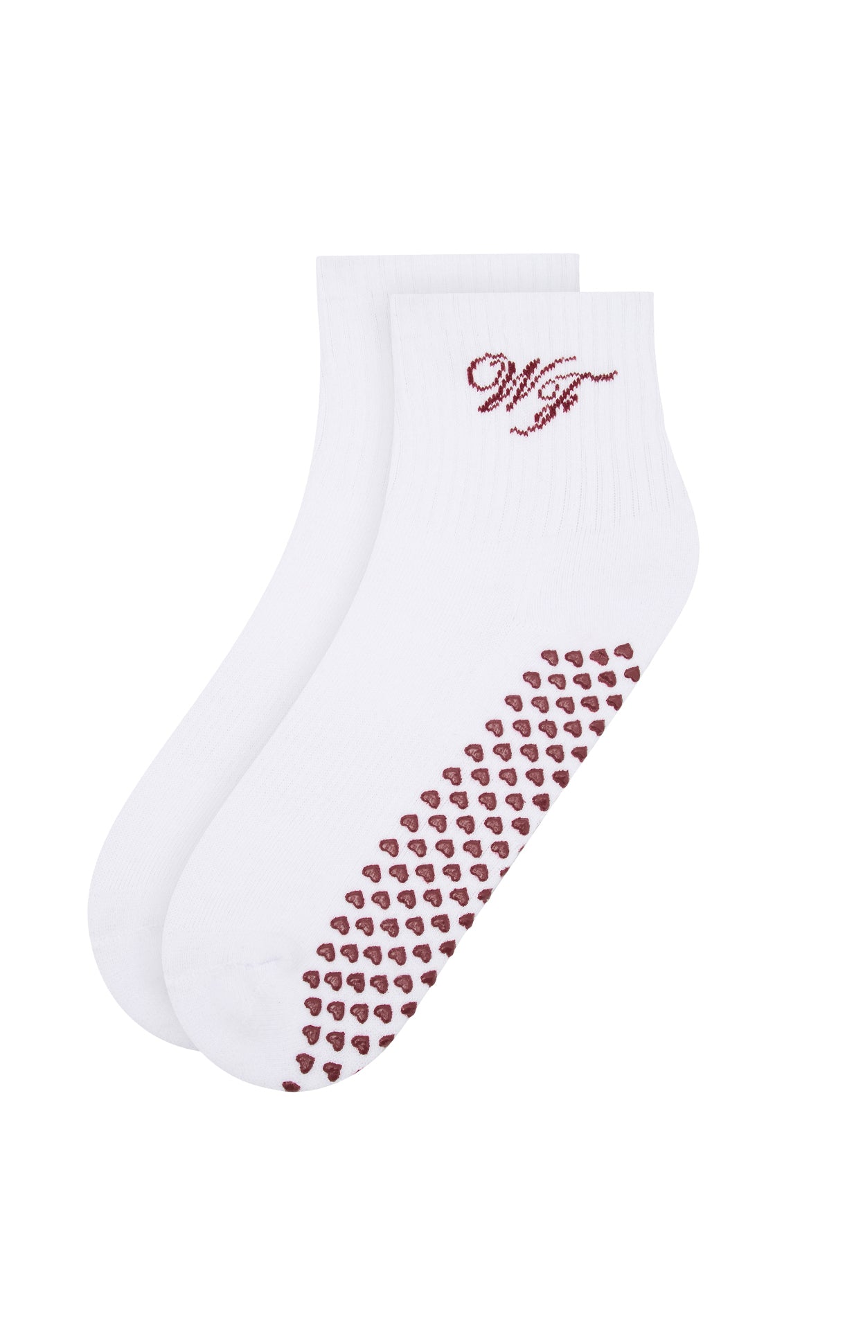 Pilates Princess Grip Socks White/Berry | White Fox Boutique US
