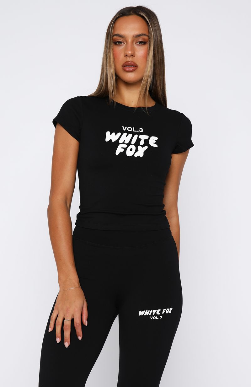 Offstage Fitted Baby Tee Monochrome | White Fox Boutique US