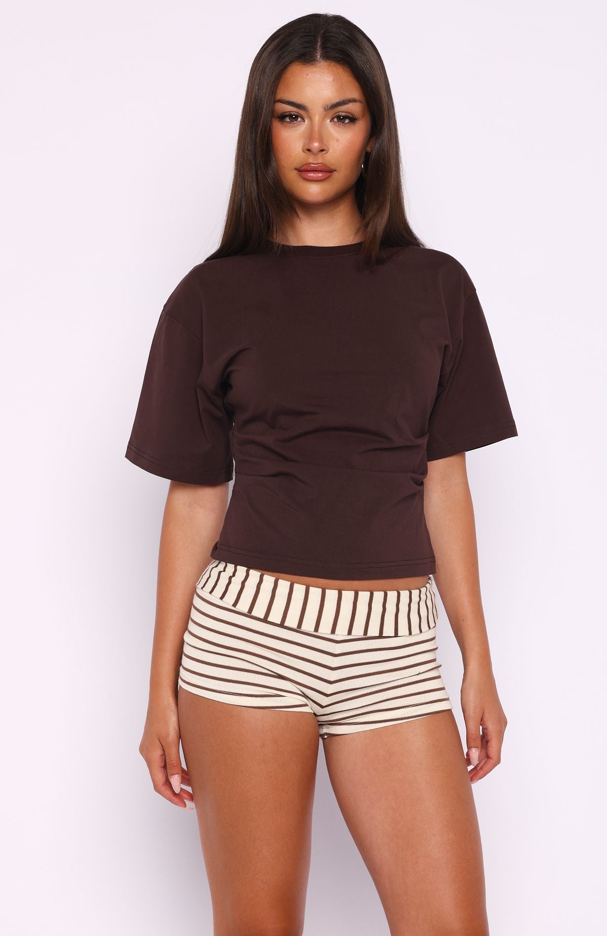 Destination Unknown Cinched Waist Boxy Tee Chocolate | White Fox ...