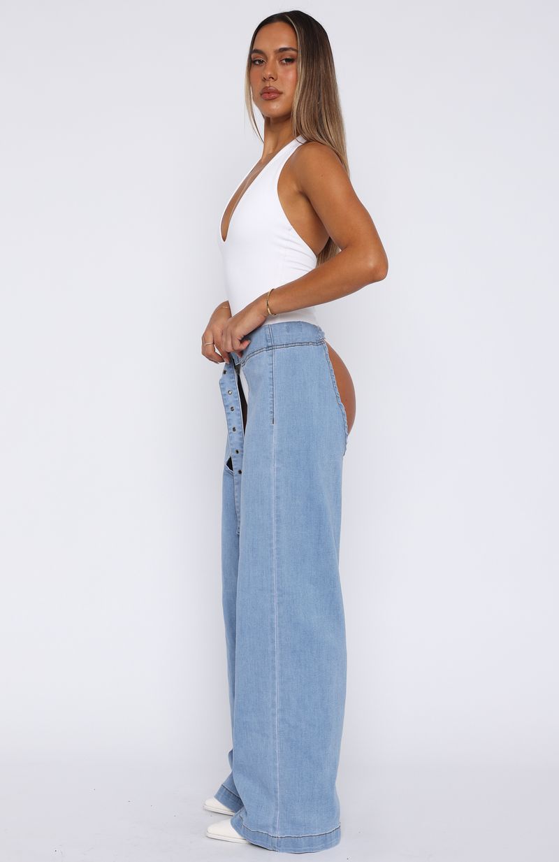 She's Most Wanted Denim Chaps Light Blue | White Fox Boutique US