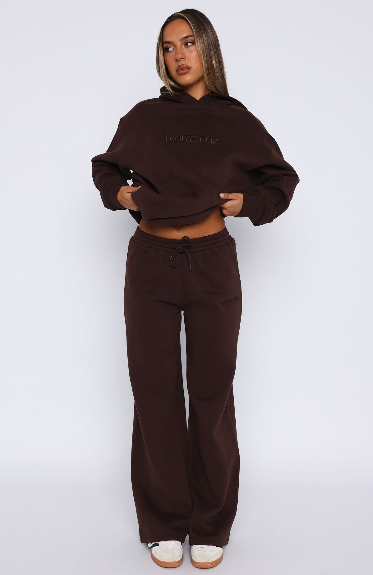 Stay Lifted Wide Leg Sweatpants Bitter Chocolate | White Fox Boutique US