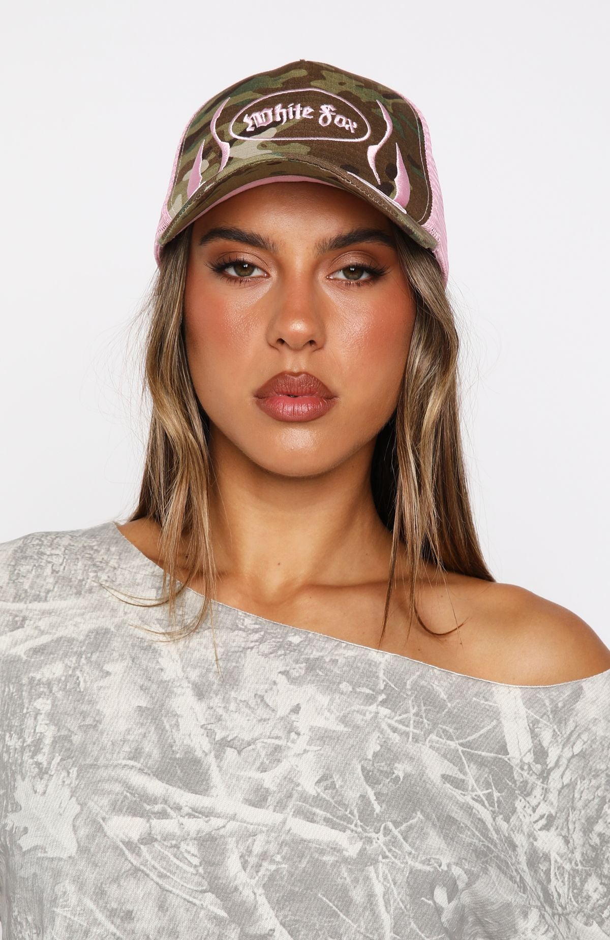 Brooks Trucker Cap Camo/Pink | White Fox Boutique US