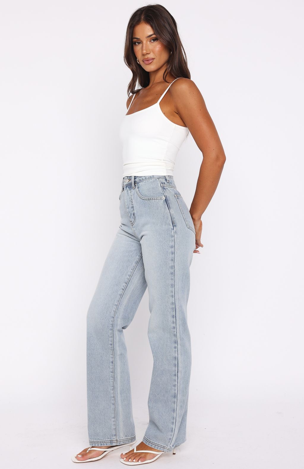 Alyssa High Rise Straight Leg Jeans Light Blue | White Fox Boutique US