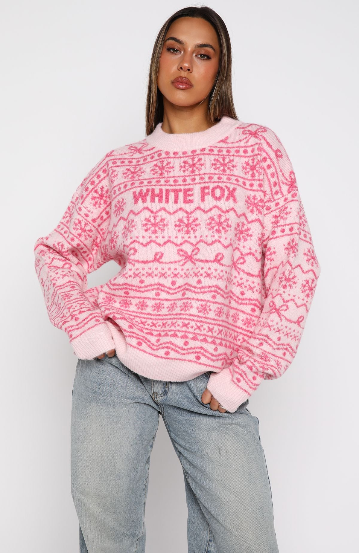 Arctic Fire Knit Sweater Baby Pink | White Fox Boutique US