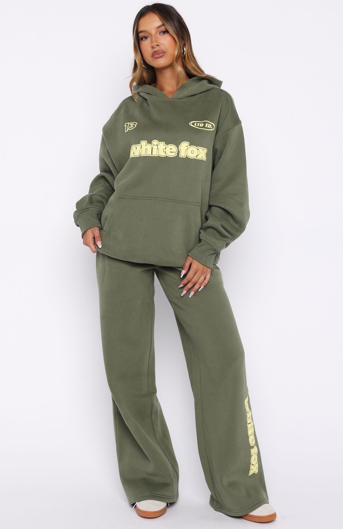 Ready To Go Wide Leg Sweatpants Khaki | White Fox Boutique US