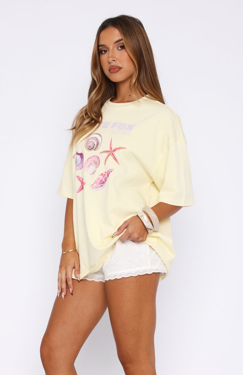 Washed Ashore Oversized Tee Lemon | White Fox Boutique US