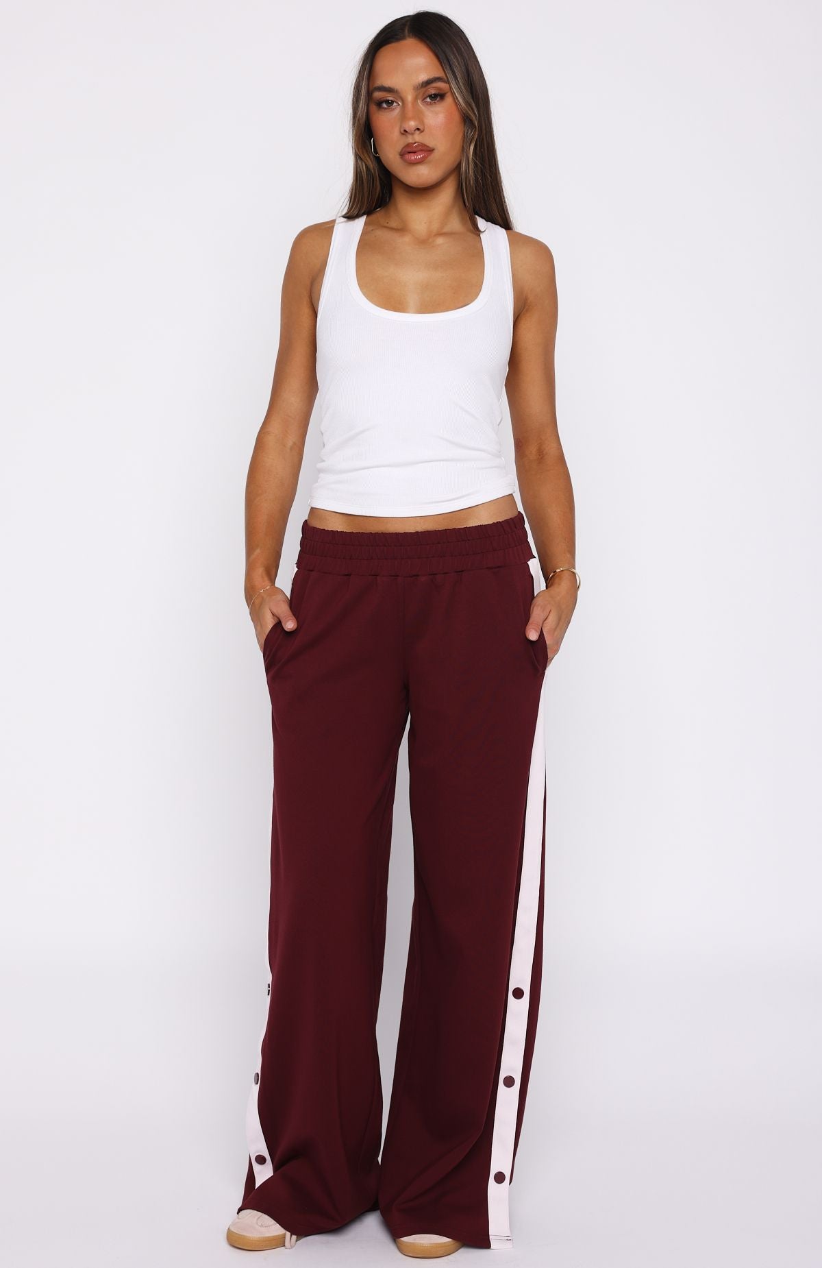 Our Bridges Burned Wide Leg Pants Burgundy | White Fox Boutique US