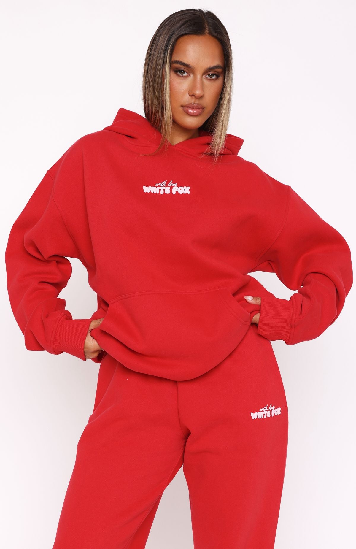 With Love In The Moment Oversized Hoodie Red | White Fox Boutique US