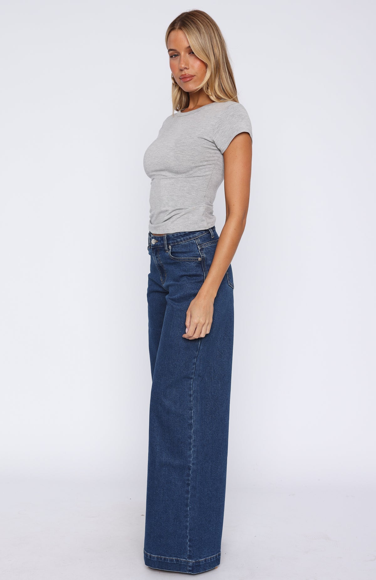 Elena Low Rise Wide Leg Jeans True Blue | White Fox Boutique US