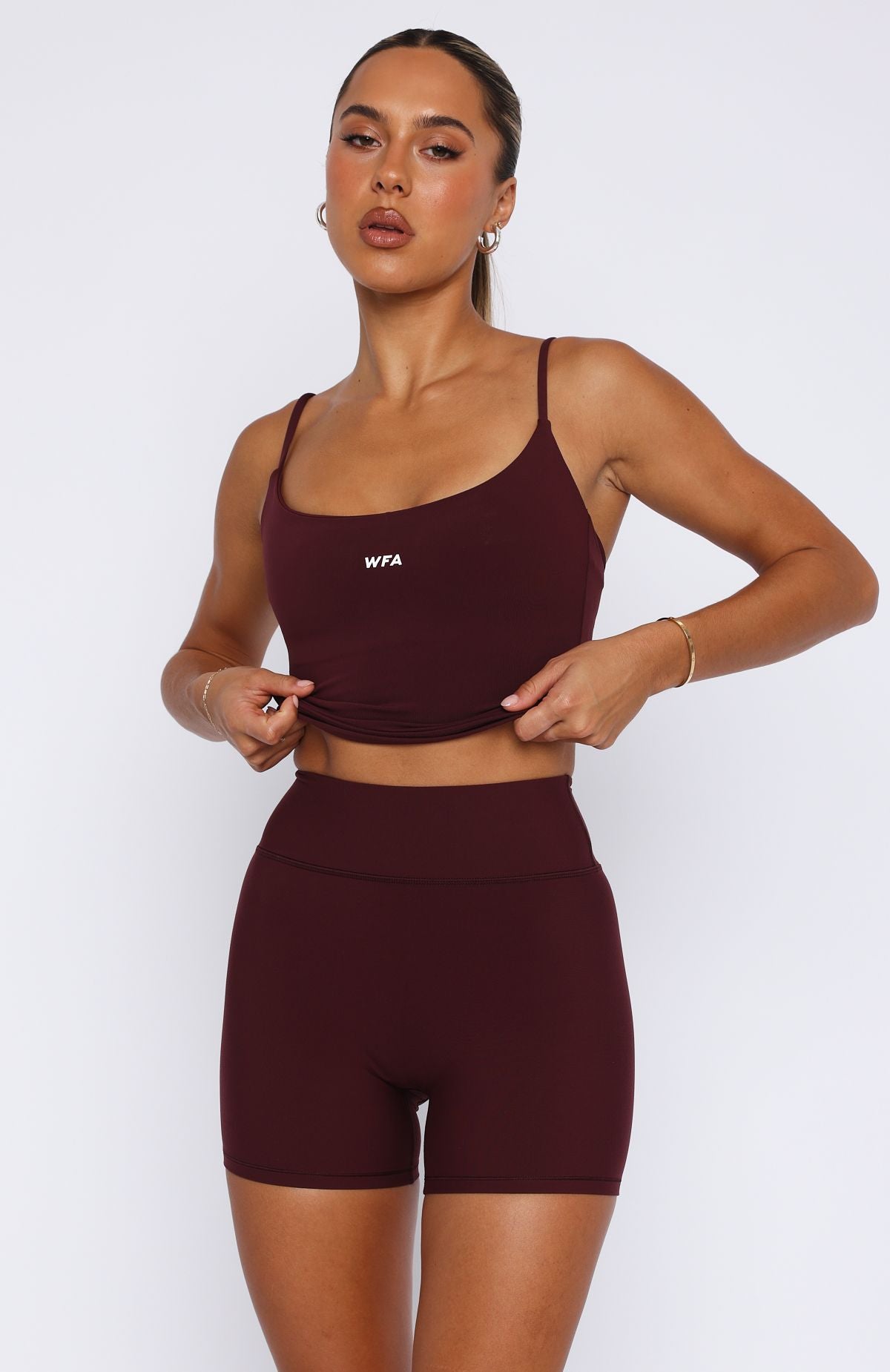 Keep Up High Waisted Shorts 4" Merlot | White Fox Boutique US