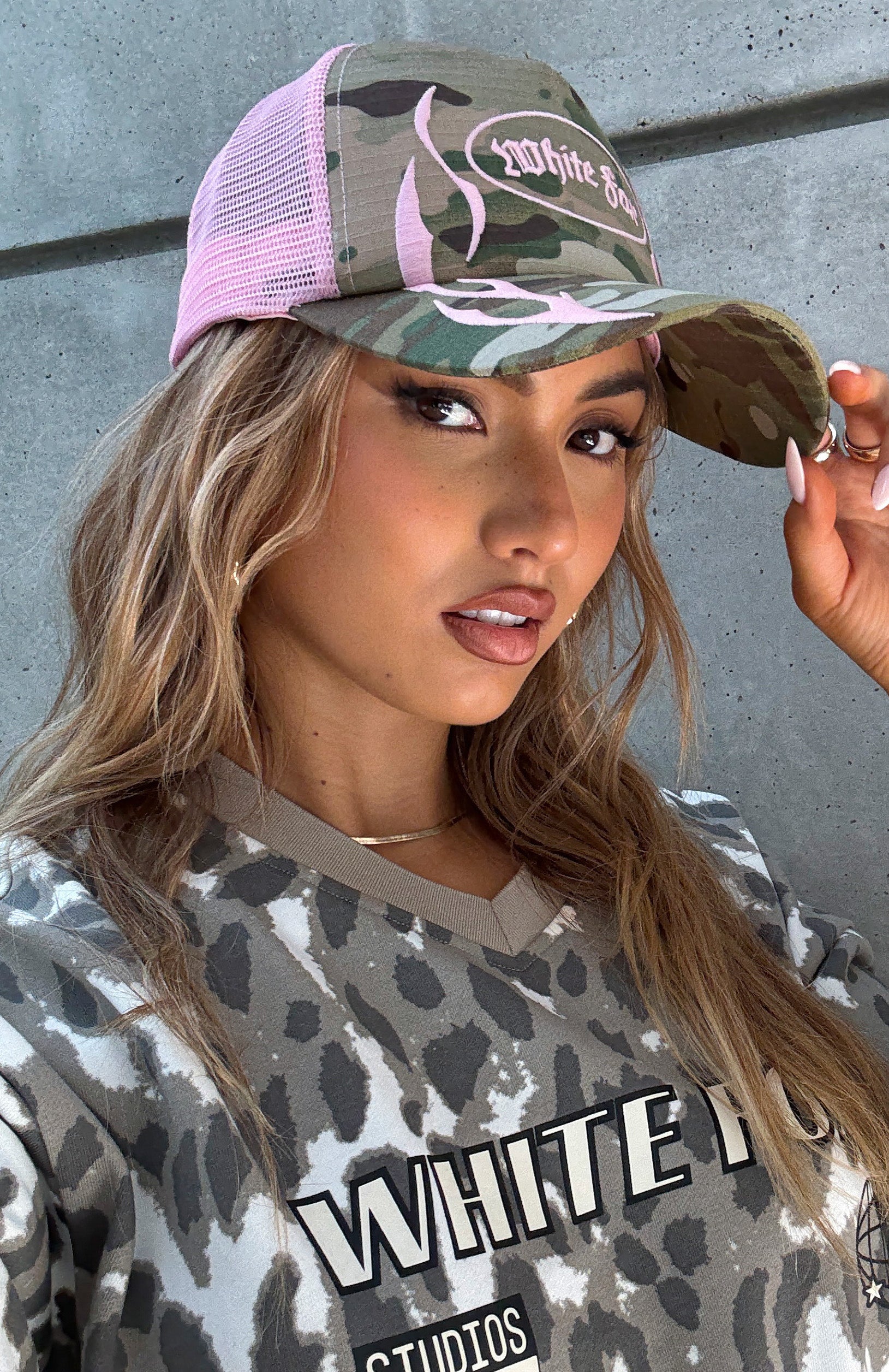 Brooks Trucker Cap Camo/Pink | White Fox Boutique US
