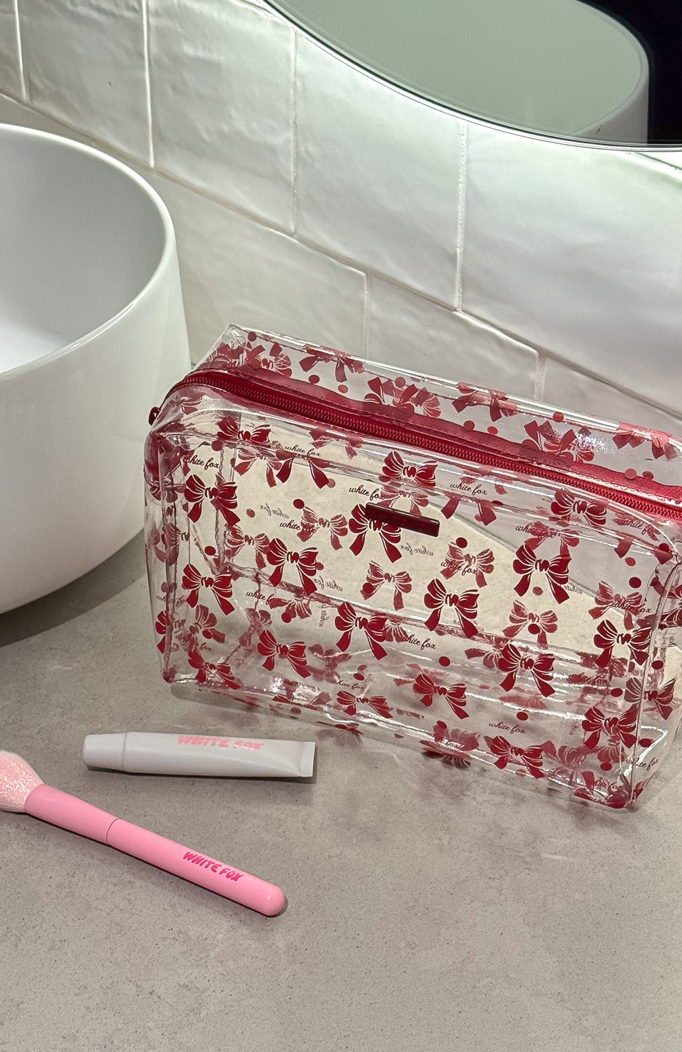 Clara Cosmetic Case Bow Bliss | White Fox Boutique US