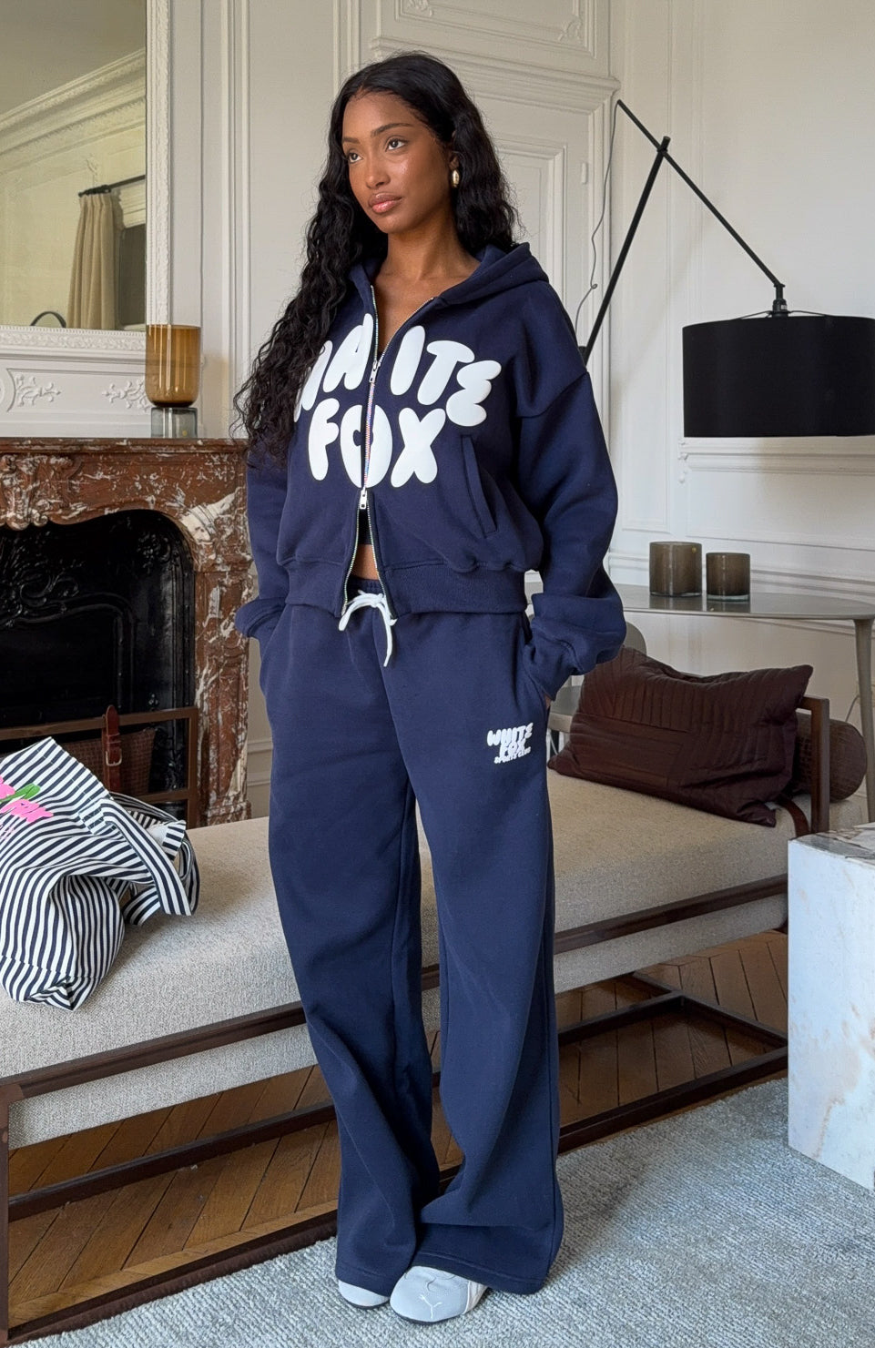 Club 14 Allie Wide Leg Sweatpants Navy | White Fox Boutique US