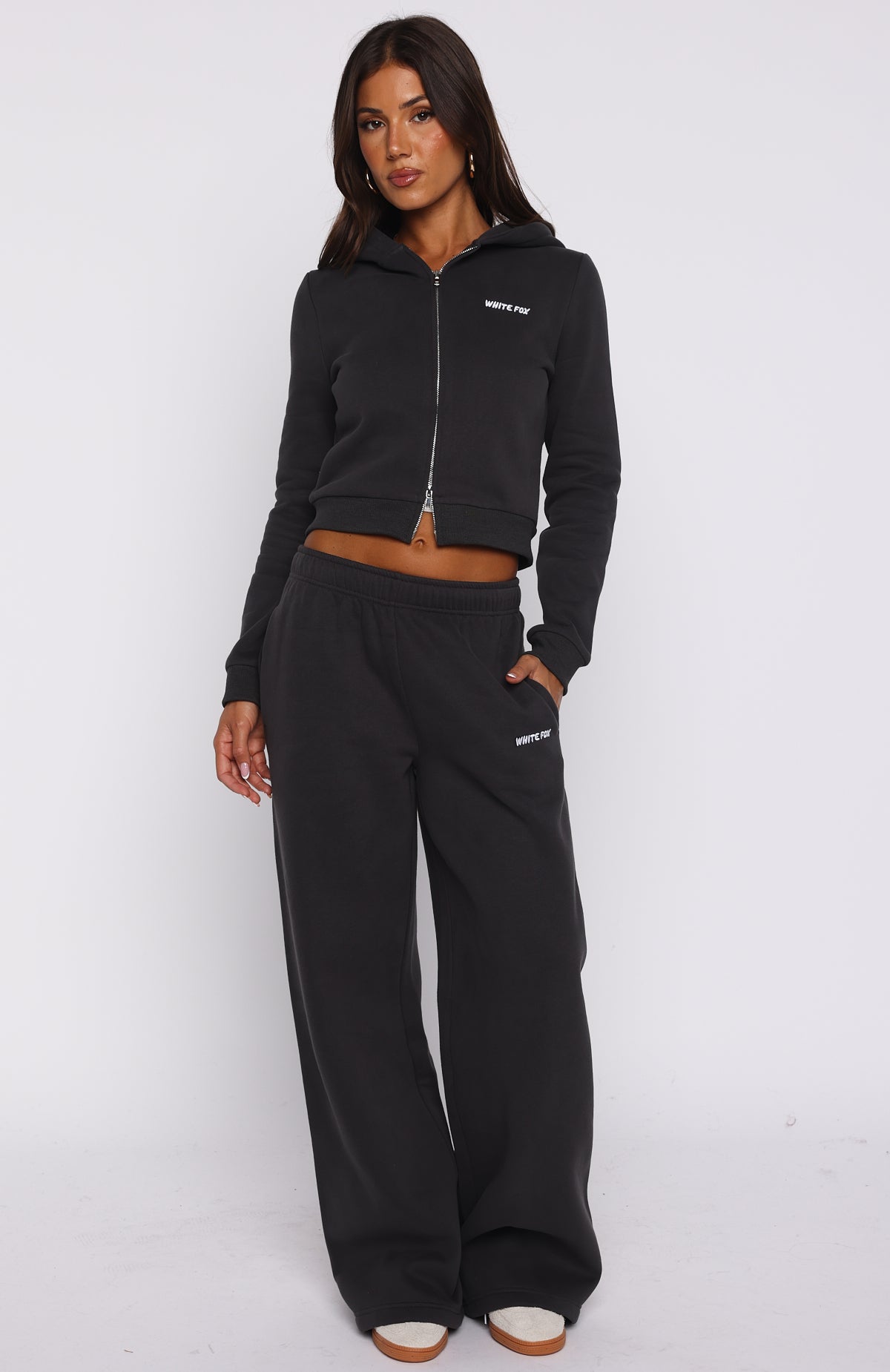 Comfy And Cute Wide Leg Sweatpants Charcoal | White Fox Boutique US