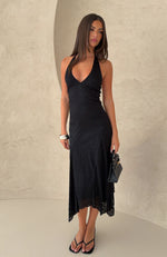 Crazy Little Thing Halter Midi Dress Black | White Fox Boutique US