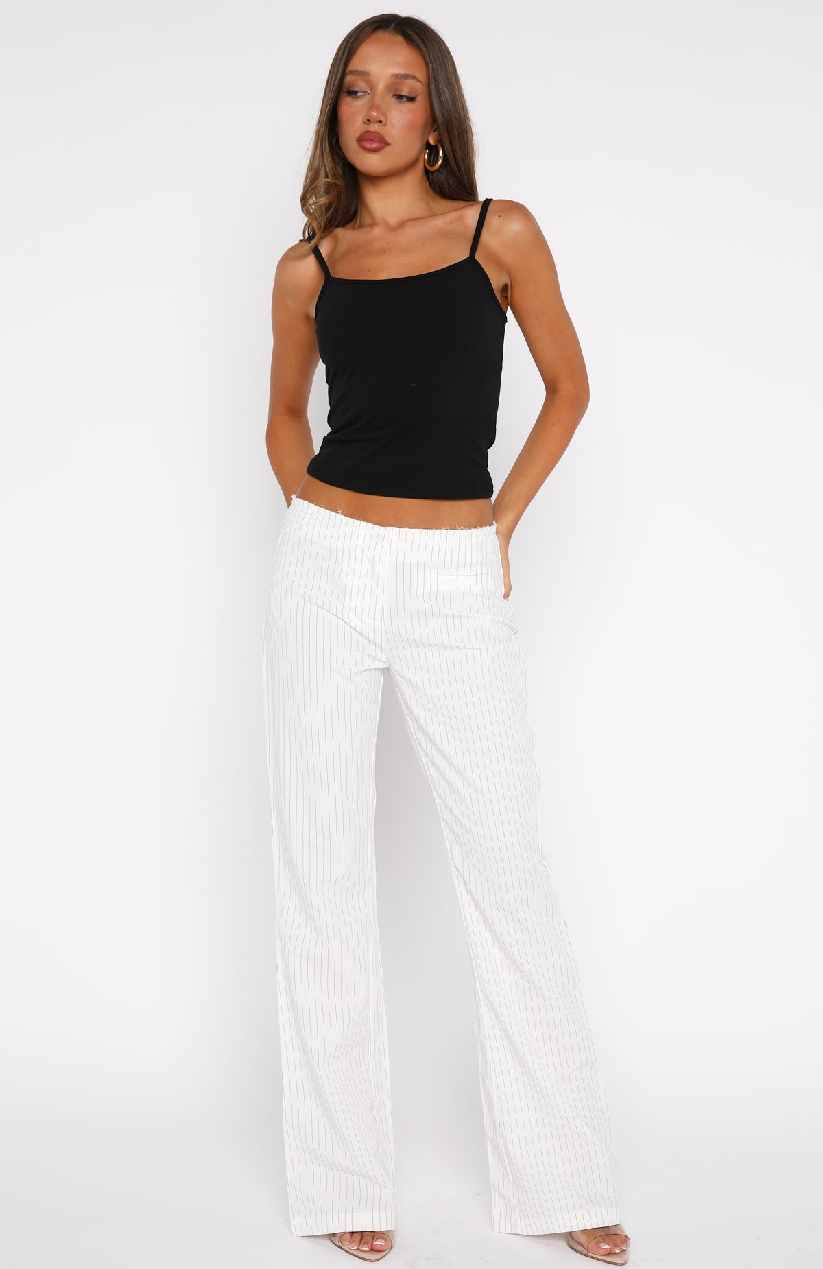 Getting You Close Pants White Pinstripe | White Fox Boutique US