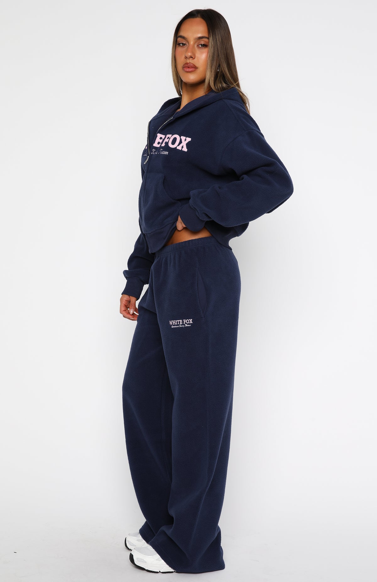 Just For Now Fleece Wide Leg Sweatpants Navy | White Fox Boutique US
