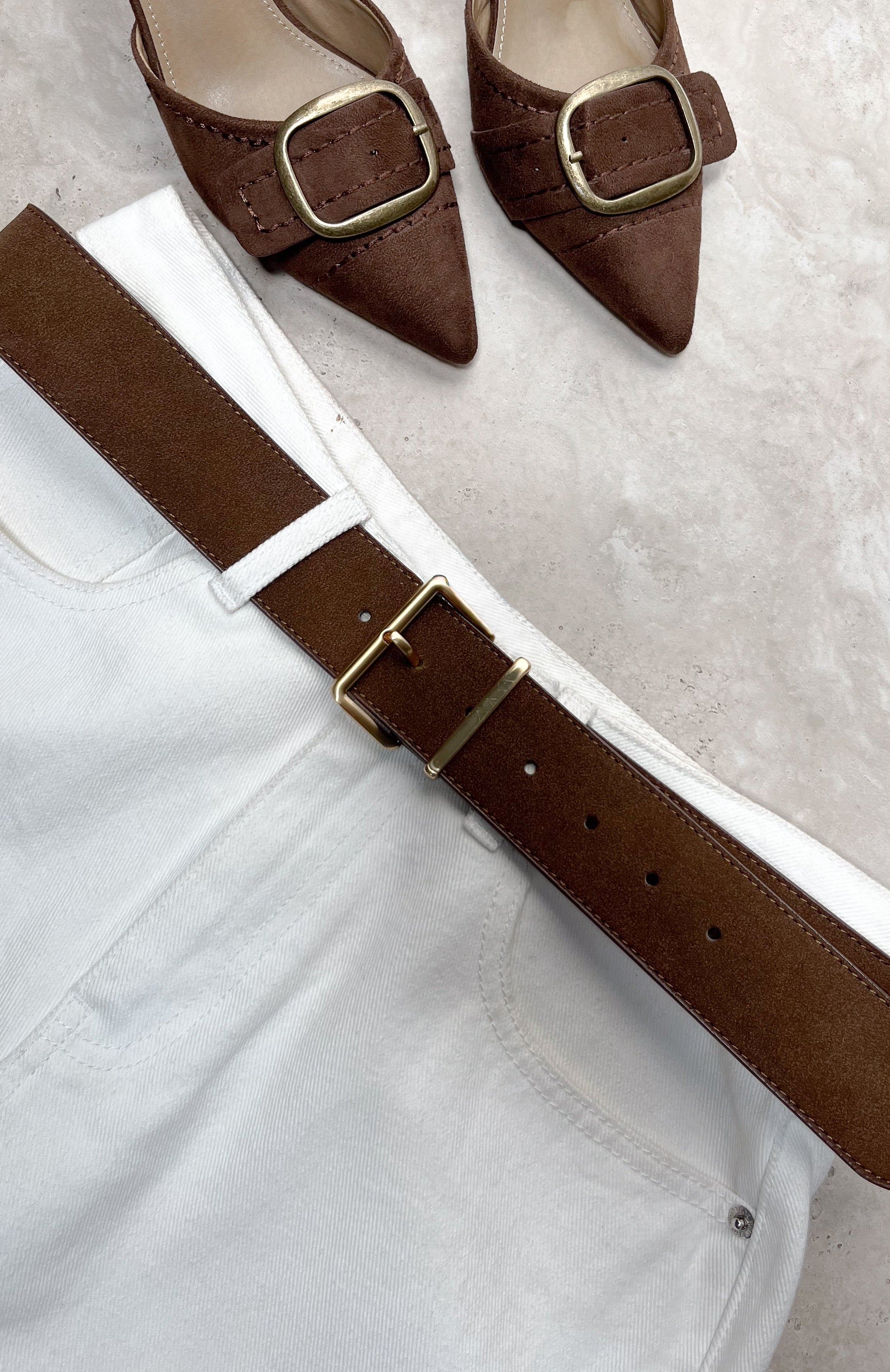 Robin Belt Chocolate Faux Suede | White Fox Boutique US