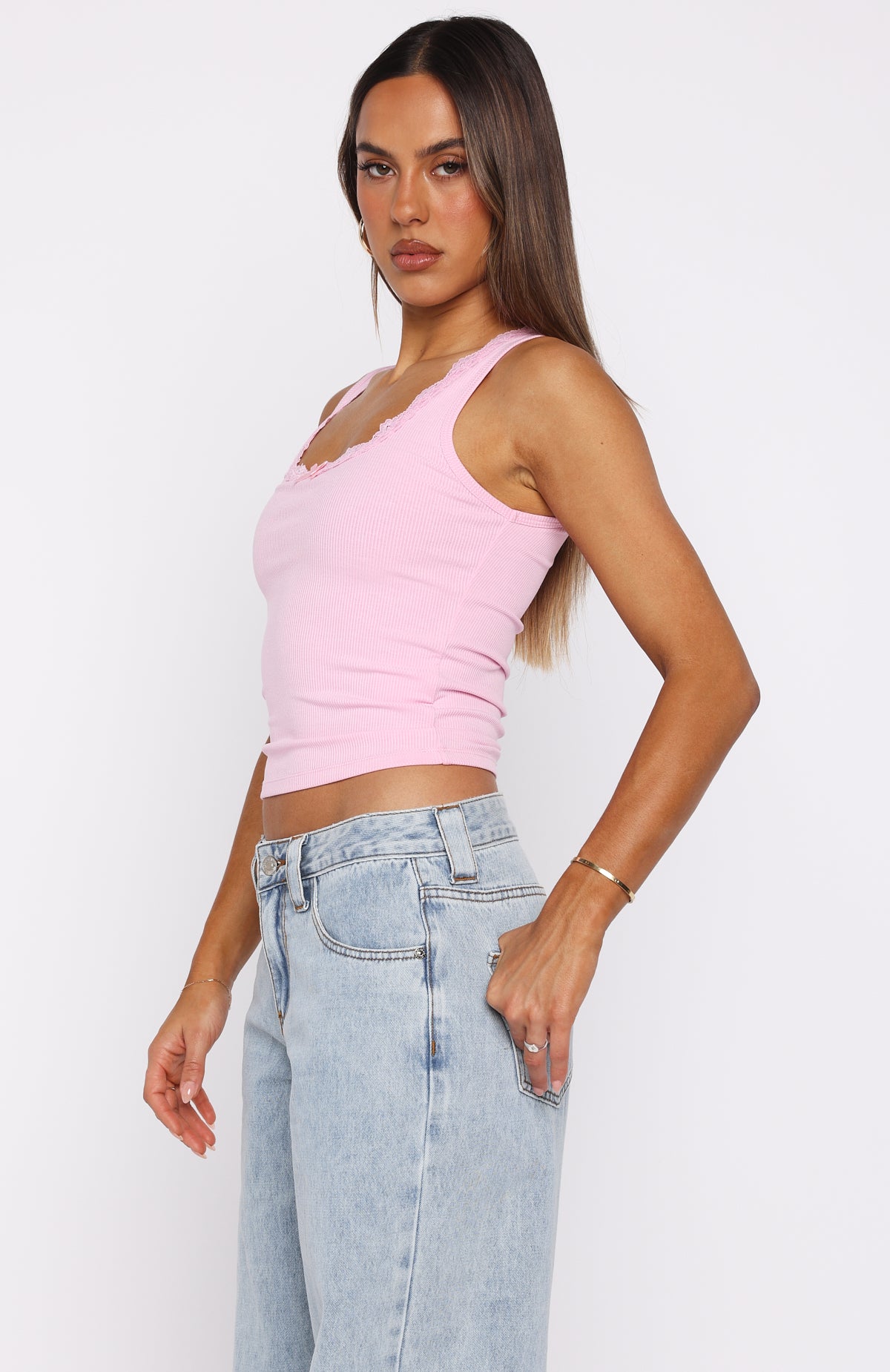 Spotted You Tank Ribbed Top Baby Pink | White Fox Boutique US