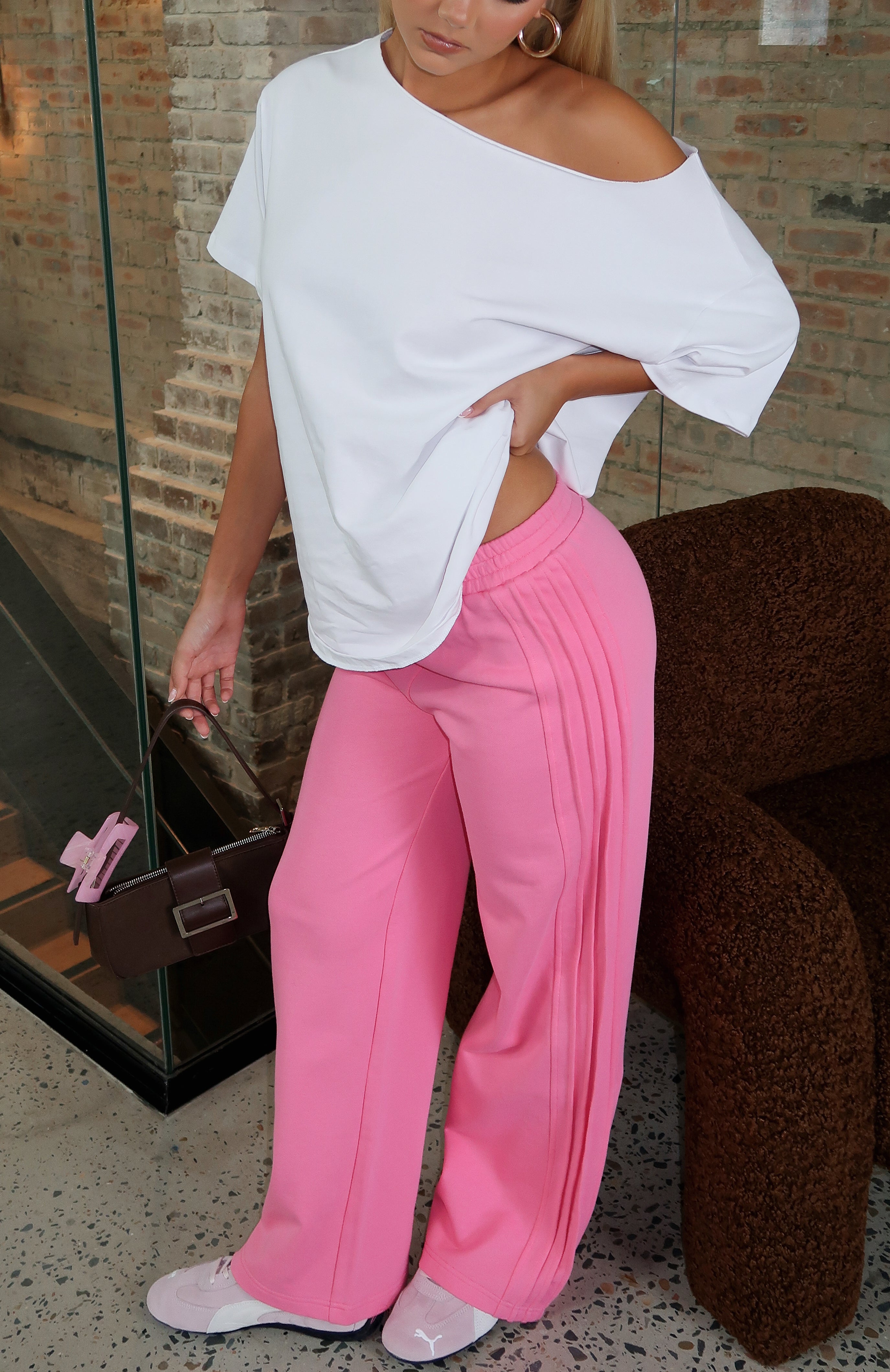 Stuck In The City Track Pants Hot Pink | White Fox Boutique US