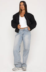 The Hieress Bomber Jacket Black | White Fox Boutique US