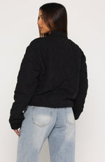 The Hieress Bomber Jacket Black | White Fox Boutique US