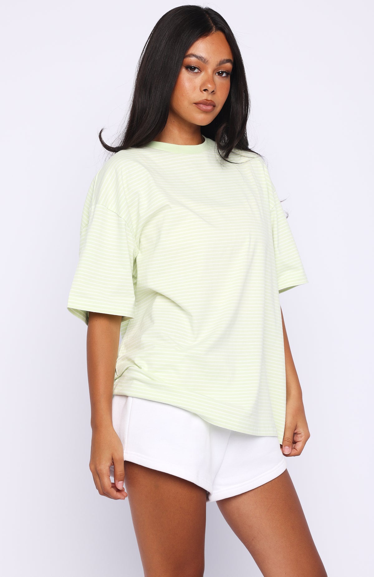 Touchdown Oversized Tee Lime Stripe | White Fox Boutique US