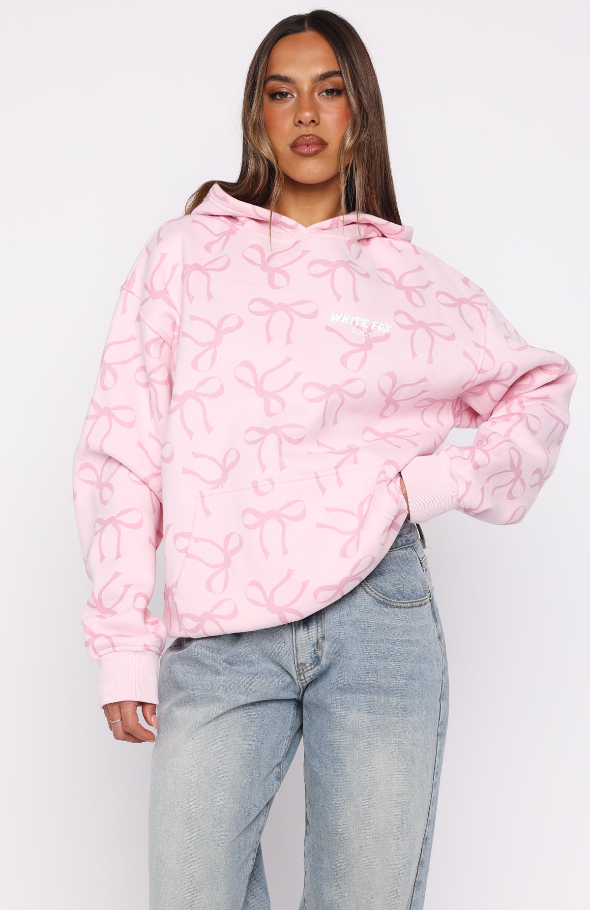 Vol. 1 Oversized Printed Hoodie Posy Bow | White Fox Boutique US