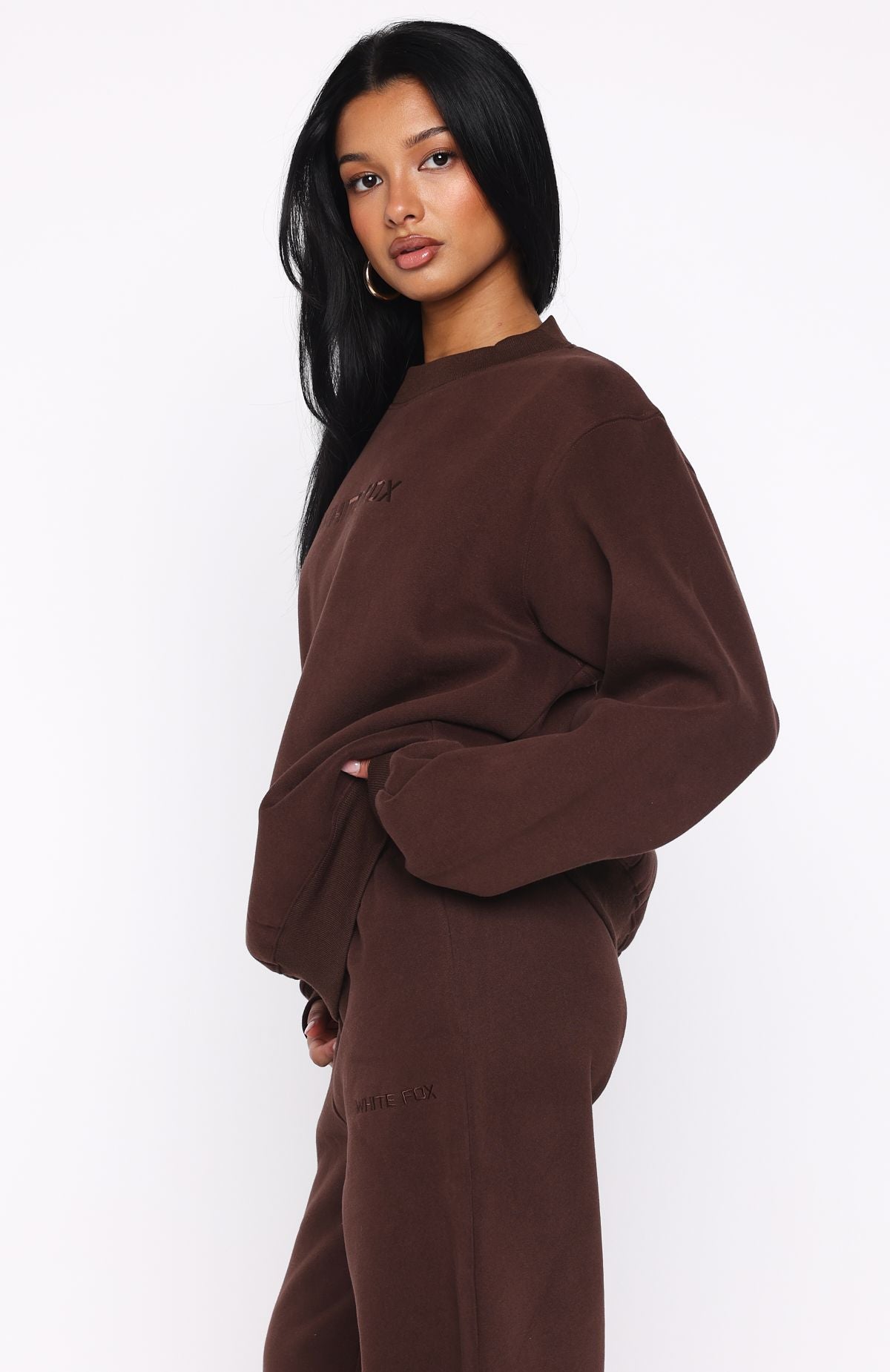 Stay Lifted Oversized Sweater Bitter Chocolate | White Fox Boutique US