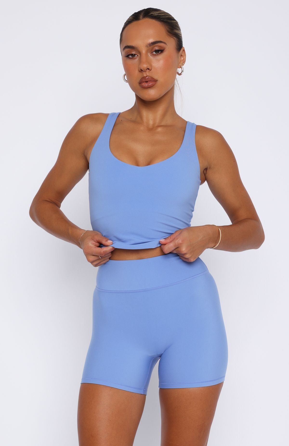 Keep Up High Waisted Shorts 4" Blueberry | White Fox Boutique US