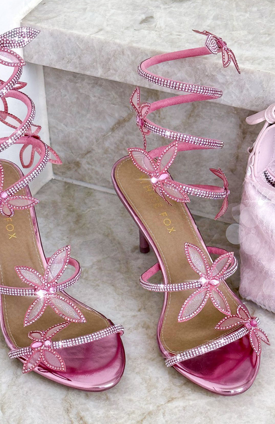 Shai Diamante Wrap Heels Pink | White Fox Boutique US